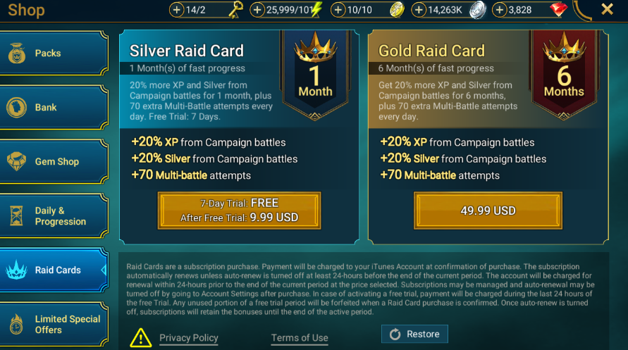 RAID Card: General information – RAID: Shadow Legends